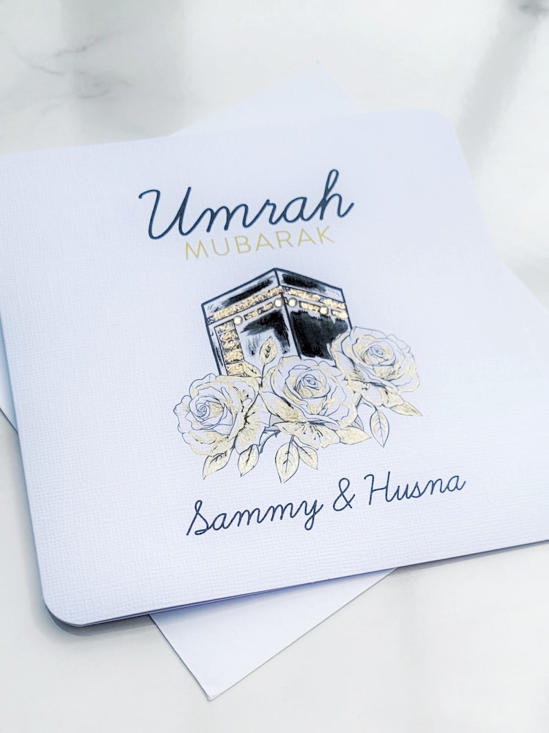 Umrah Mubarak, Hajj Mubarak Islamic Greeting Card With Gold Detailing ...