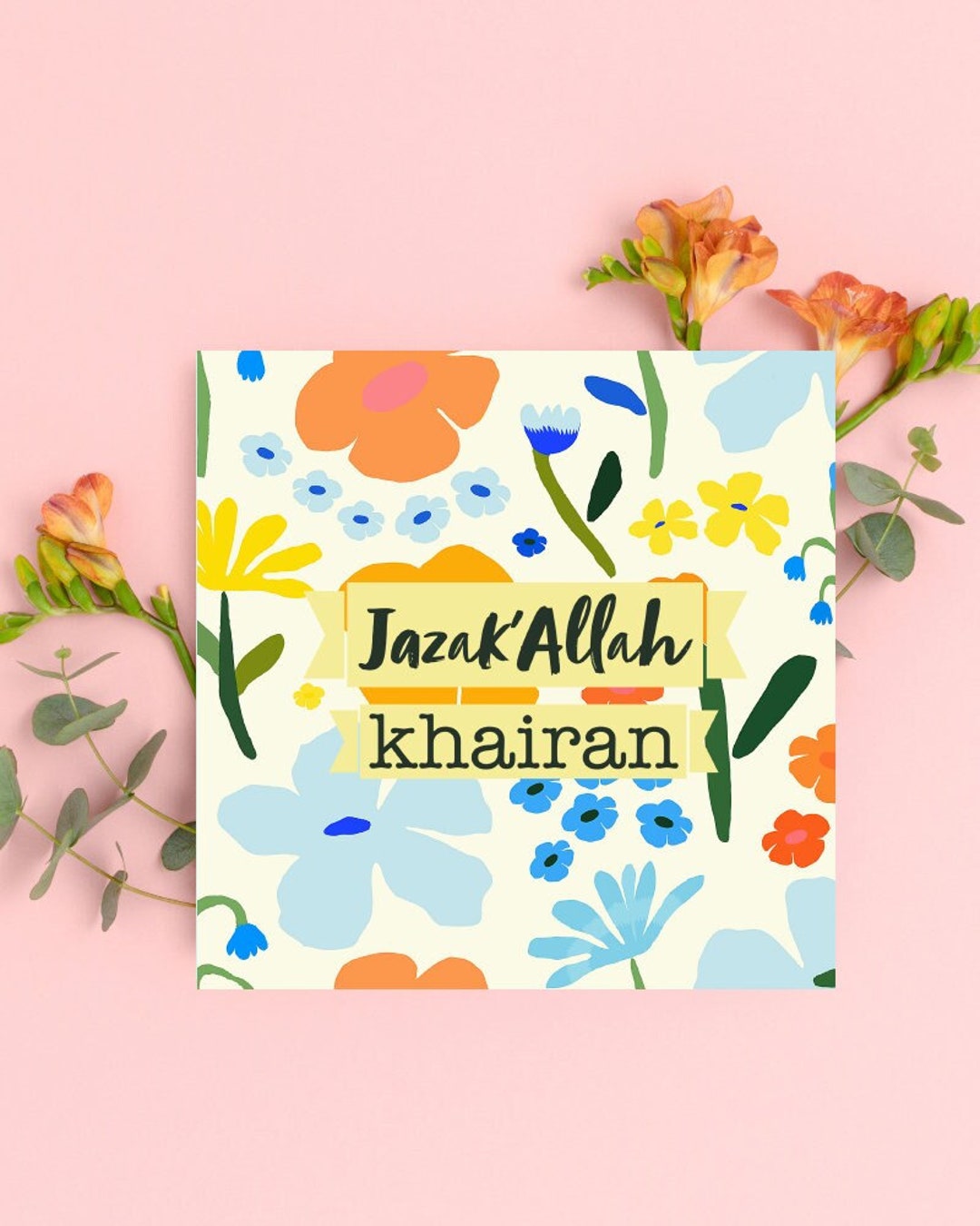 Jazak'allah Khairan Card, Thank You Card, Muslim Card , Islamic Quote ...