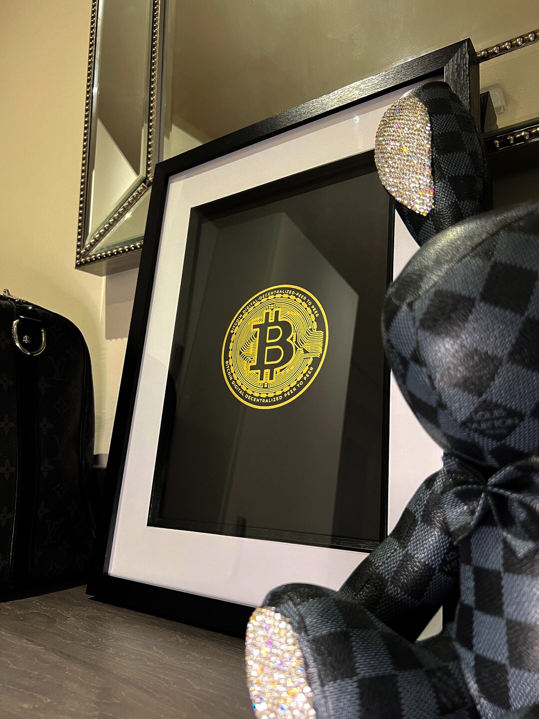 BTC Bitcoin 24K Gold Foil Picture & Frame A4 - Etsy