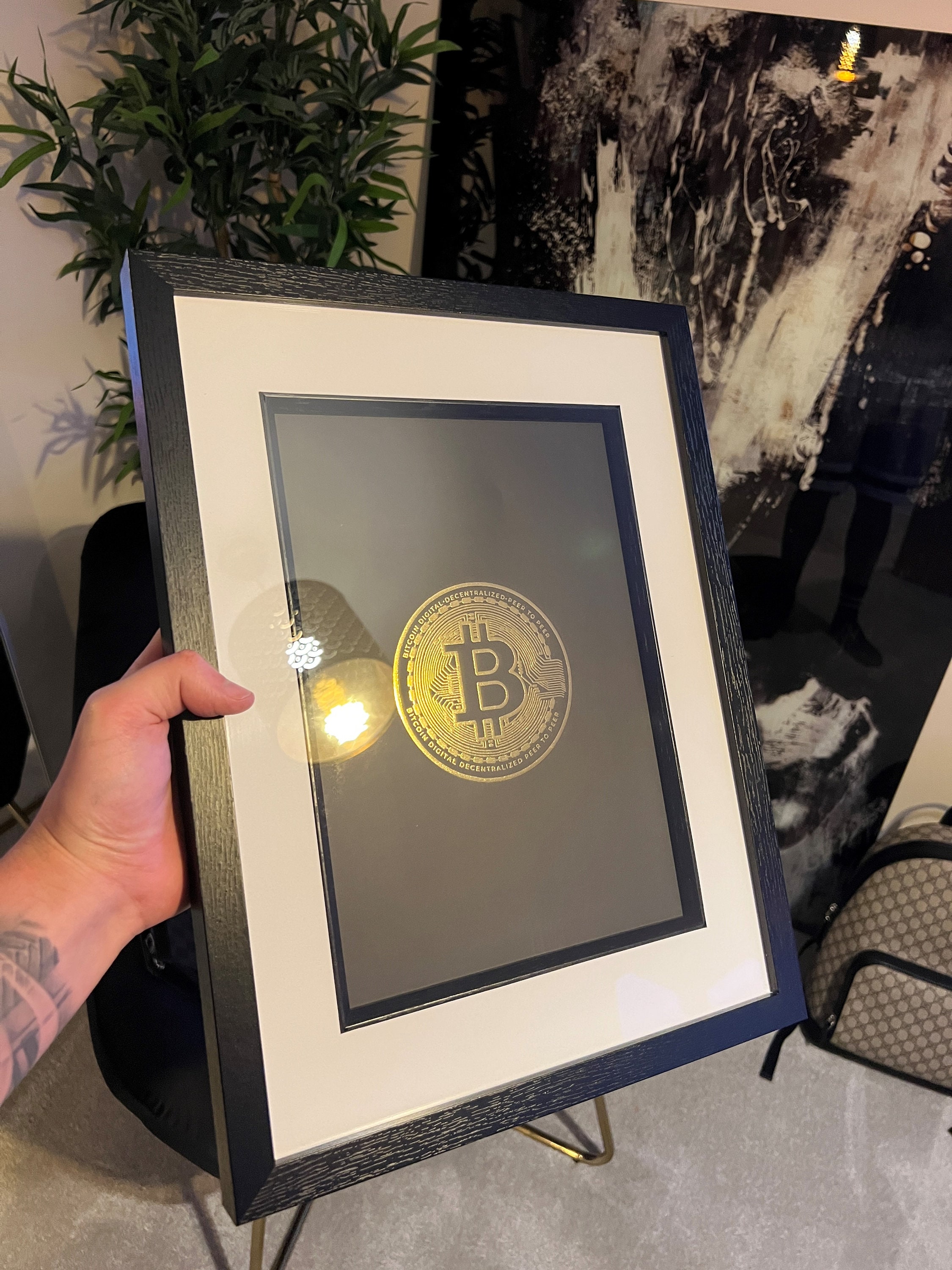 BTC Bitcoin 24K Gold Foil Picture & Frame A4 - Etsy