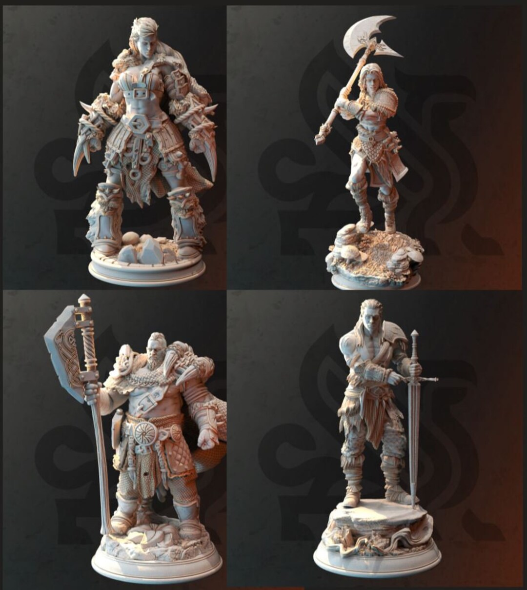 Flexible Resin Dnd Miniature Fantasy Barbarian Berserker Totem Viking ...