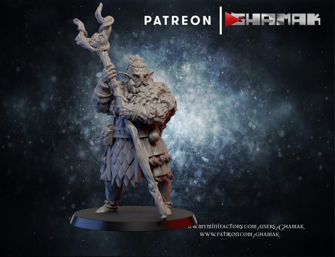 Flexible Resin Dnd Miniature Fantasy Firbolg Druid Shaman Blue Forest ...
