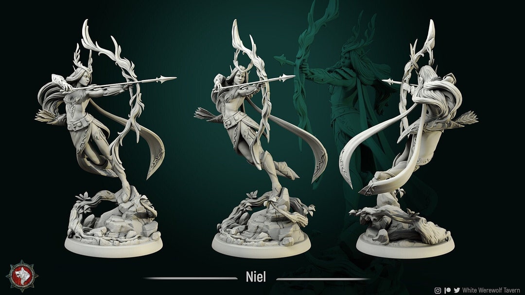 Flexible Resin Dnd Miniature Fantasy Elf Ranger Niel Elven Queen 28mm ...