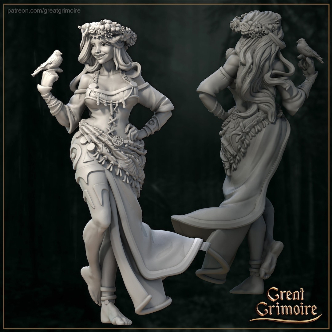 Flexible Resin Dnd Miniature Fantasy Female Aster, the Flower Princess Gypsy Bard 28mm to 75mm ...