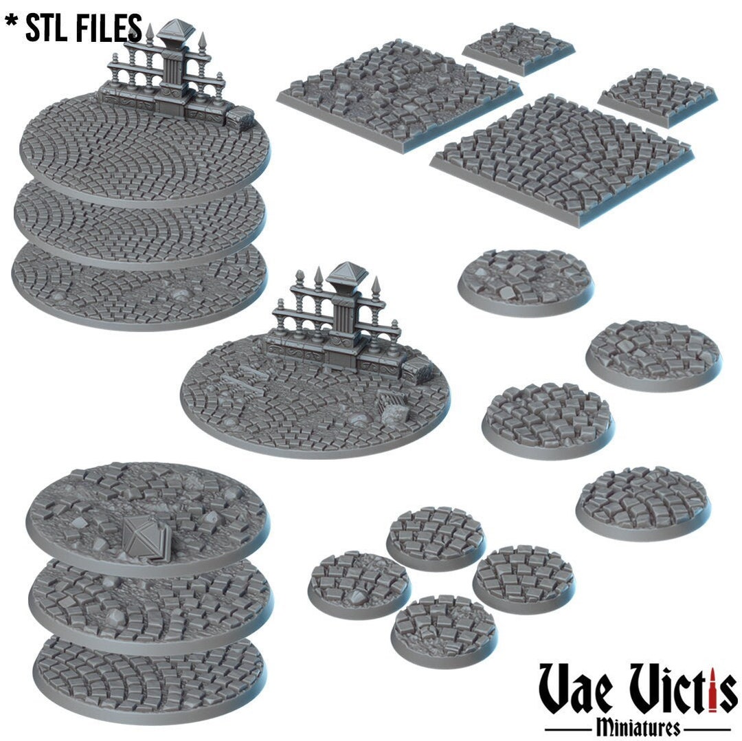 15 Style Cobblestone Base 8 Sizes 25mm 32mm 40mm 50mm 75mm 90mm 100mm ...