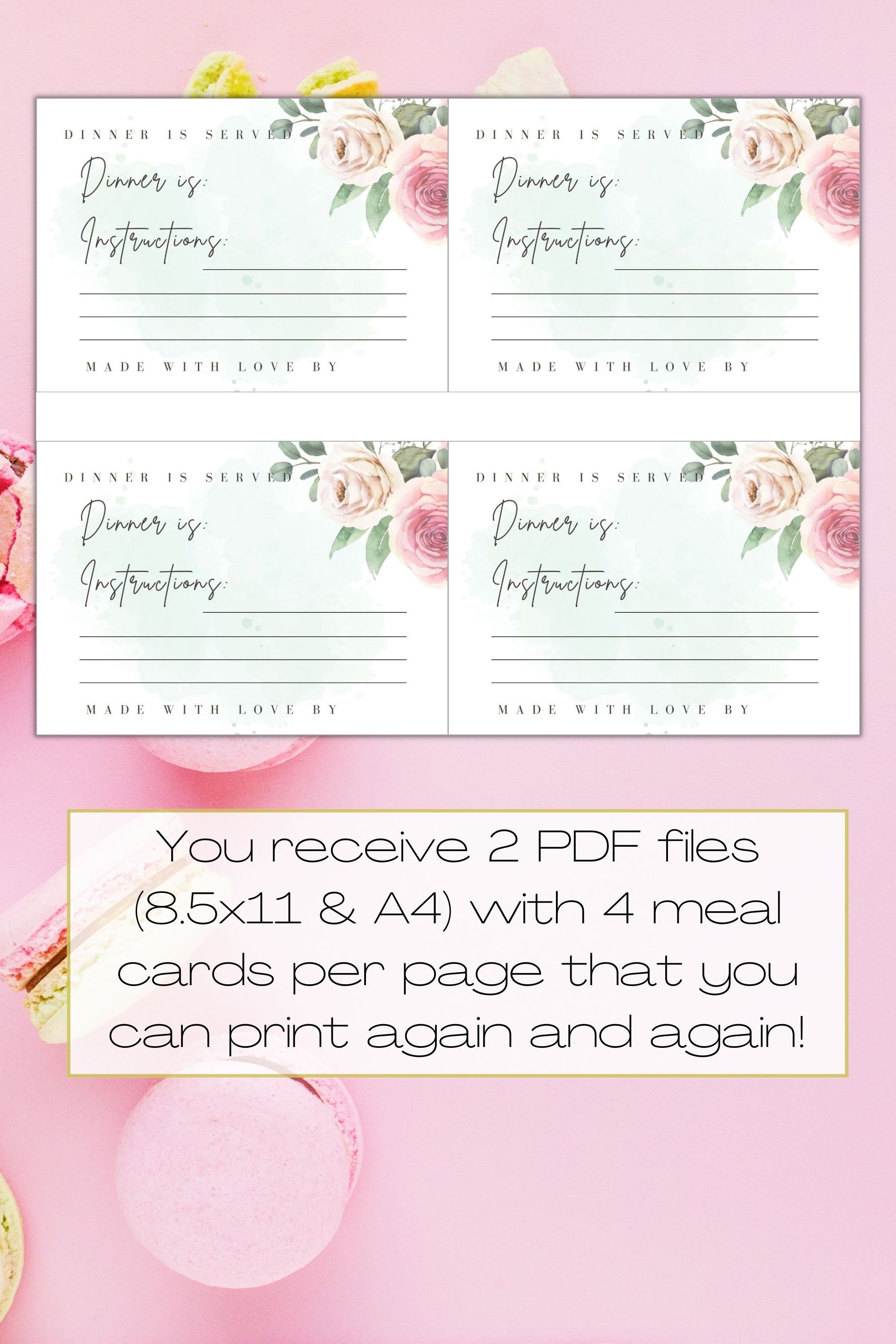 Printable Meal Delivery Note | Meal Train Label | Printable Meal Train ...