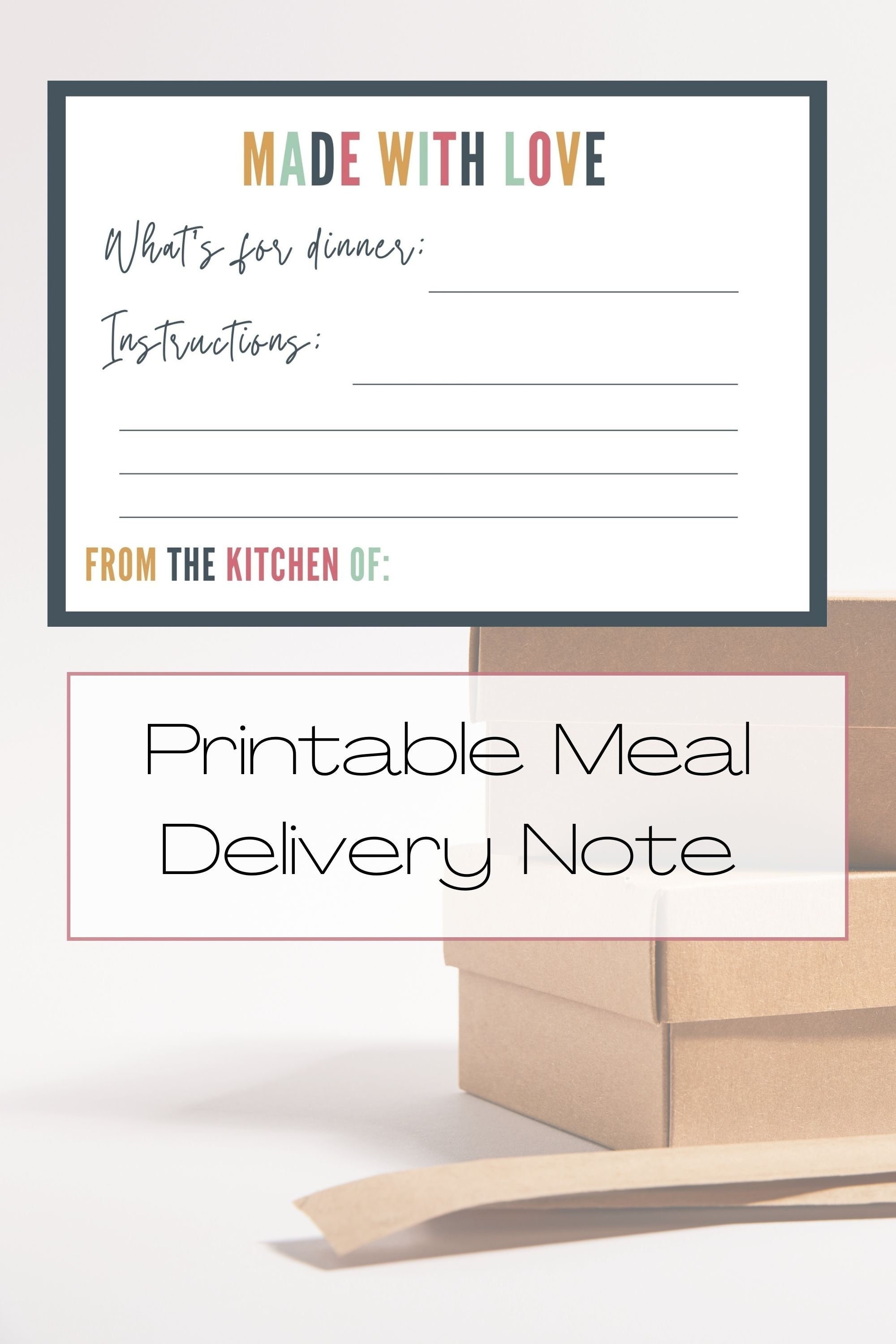 Printable Meal Delivery Note | Meal Train Label | Printable Meal Train ...