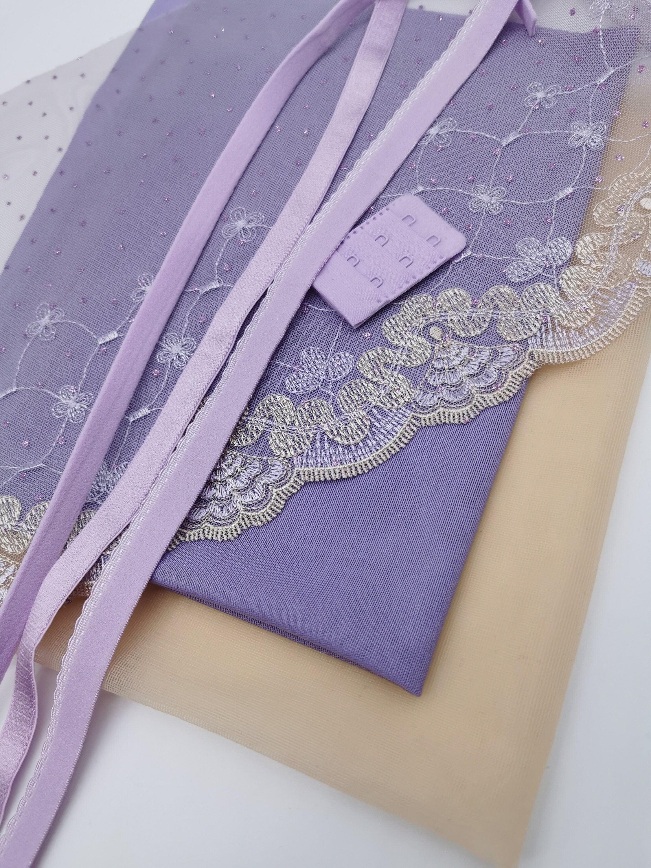 DIY Bra Lingerie Making Non Stretch Lace Kit Purple Glitter - Etsy