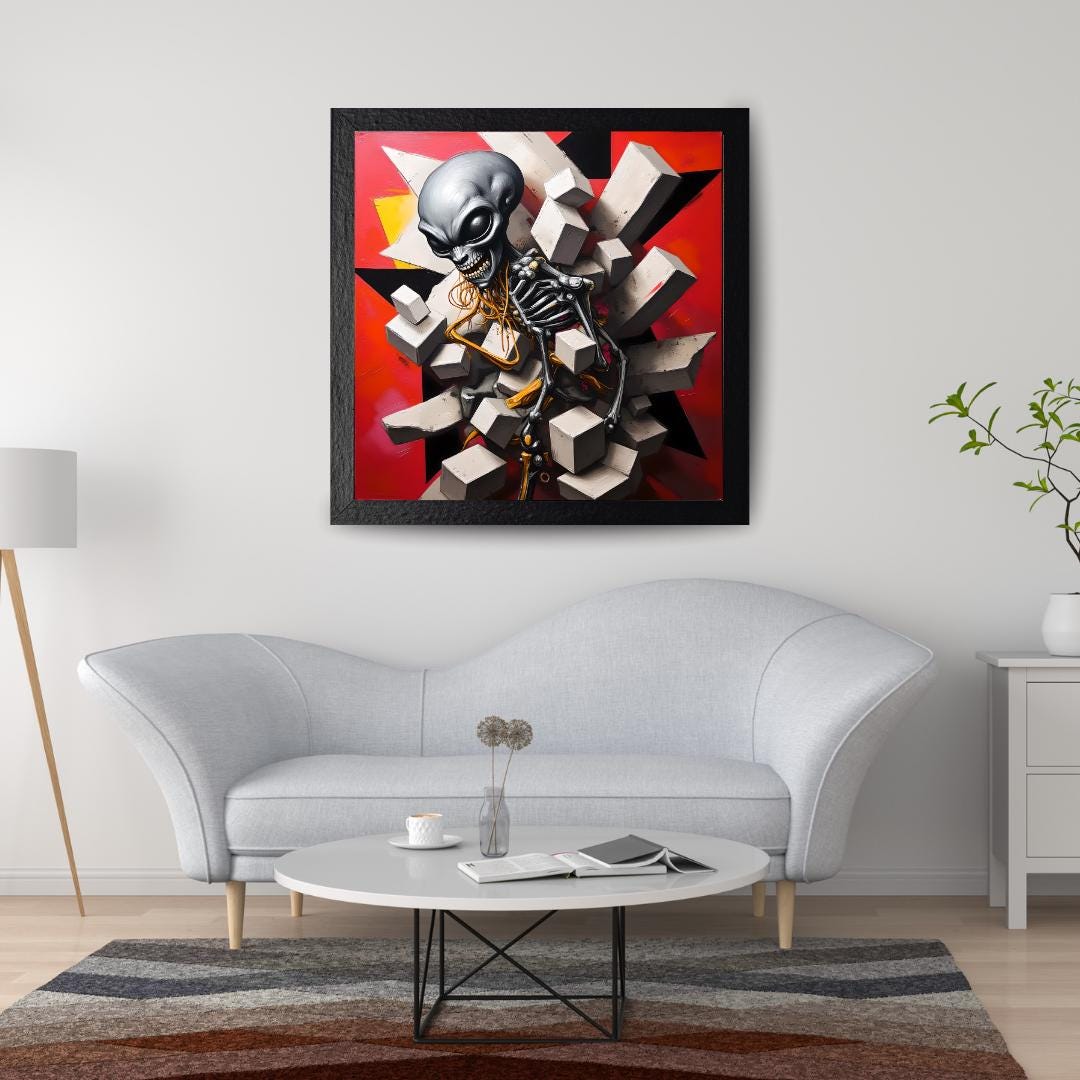 Unique Alien Art Canvas Print, Sci-fi Decor, Unique Wall Art, Home ...