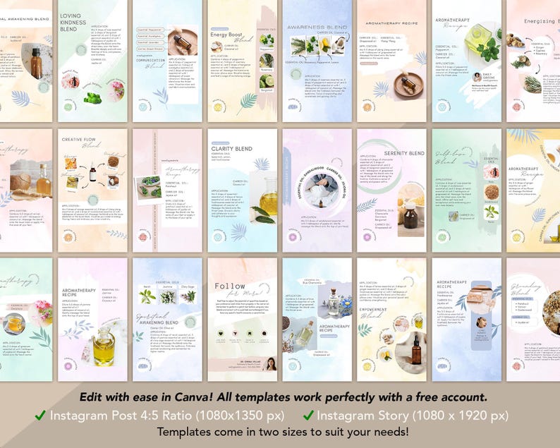 Aromatherapy Recipes Editable Canva Templates Volume 1: 50 Chakra ...