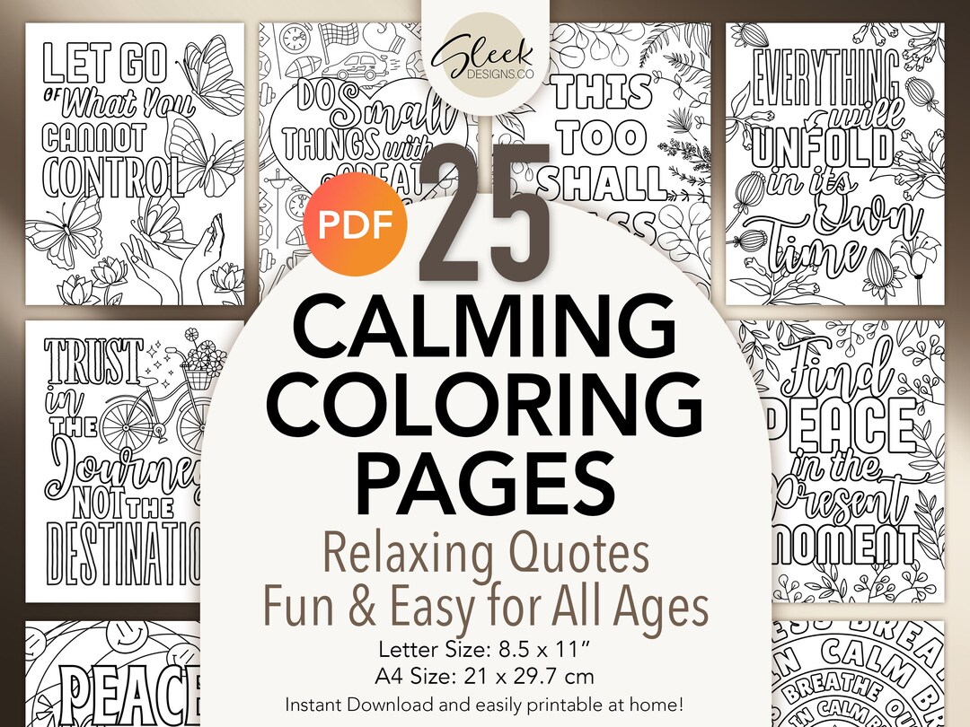 Calming Relaxing Coloring Pages: 25 Unique Designs With Inspirational ...