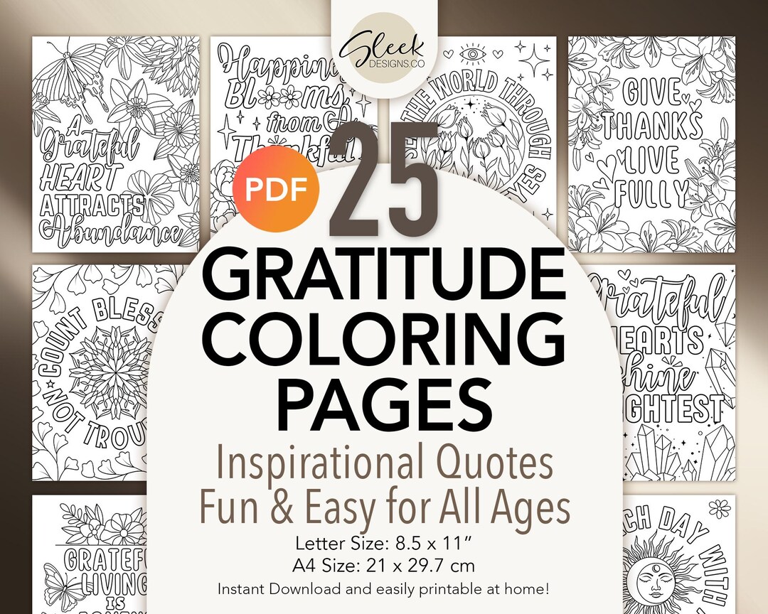 Gratitude Coloring Pages: 25 Unique Designs With Inspirational ...