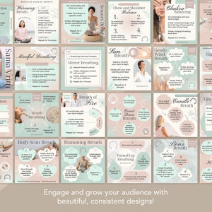 Breathing Exercise Prompts Editable Canva Templates: 50 Calming ...