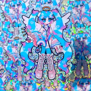 Trans Pride Angel Hatsune Miku Glitter Sticker - Etsy