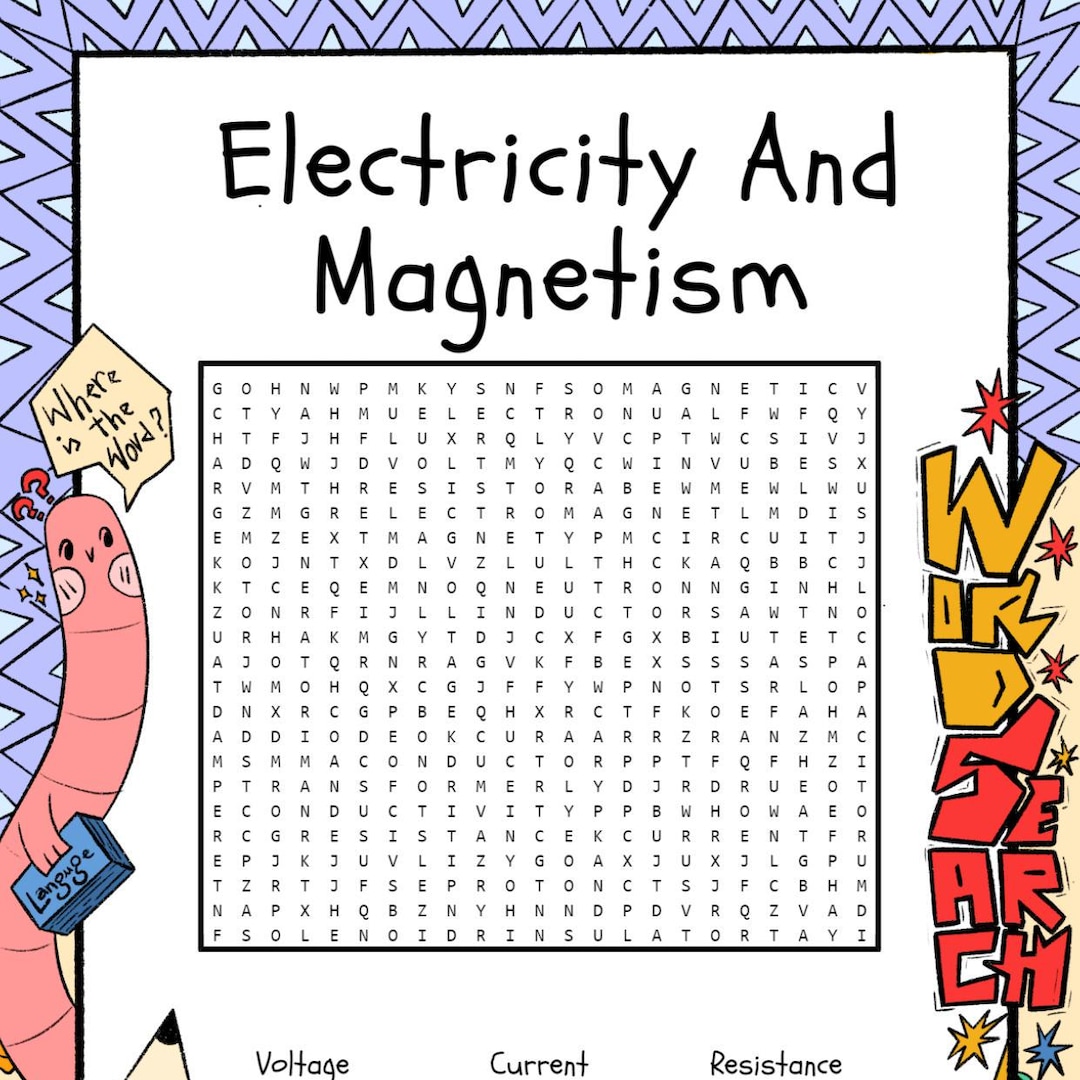 Electricity and Magnetism Word Search Puzzles, Self Care Puzzles ...