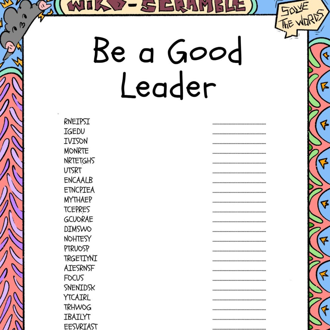 Be a Good Leader Word Scramble Puzzles, Self Care Puzzles, Printable ...