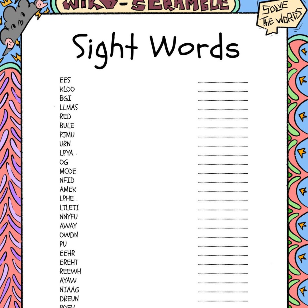 Sight Words Word Scramble Puzzles, Self Care Puzzles, Printable Word ...