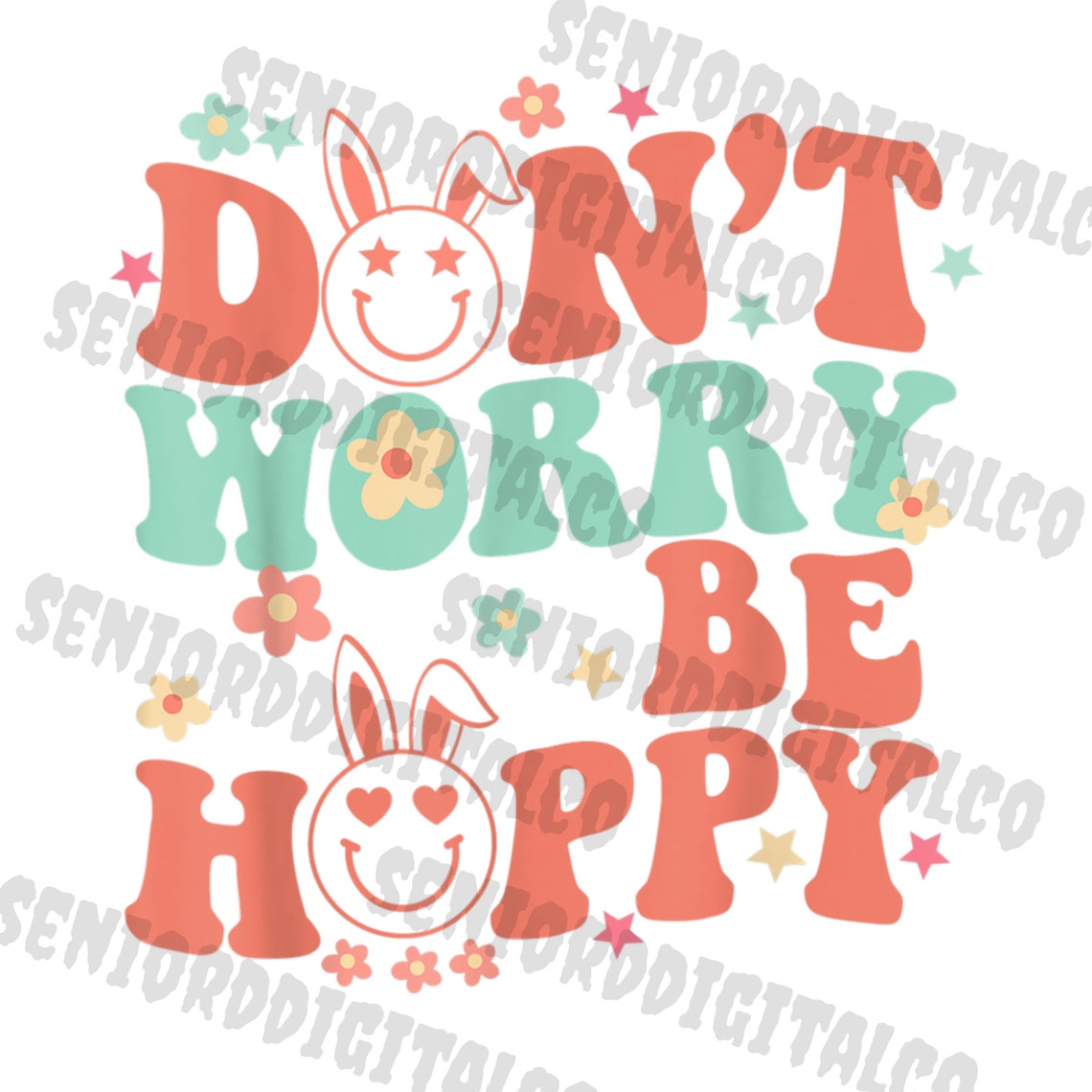 Don't Worry Be Hoppy Png digital Retro Smiley Face Png - Etsy