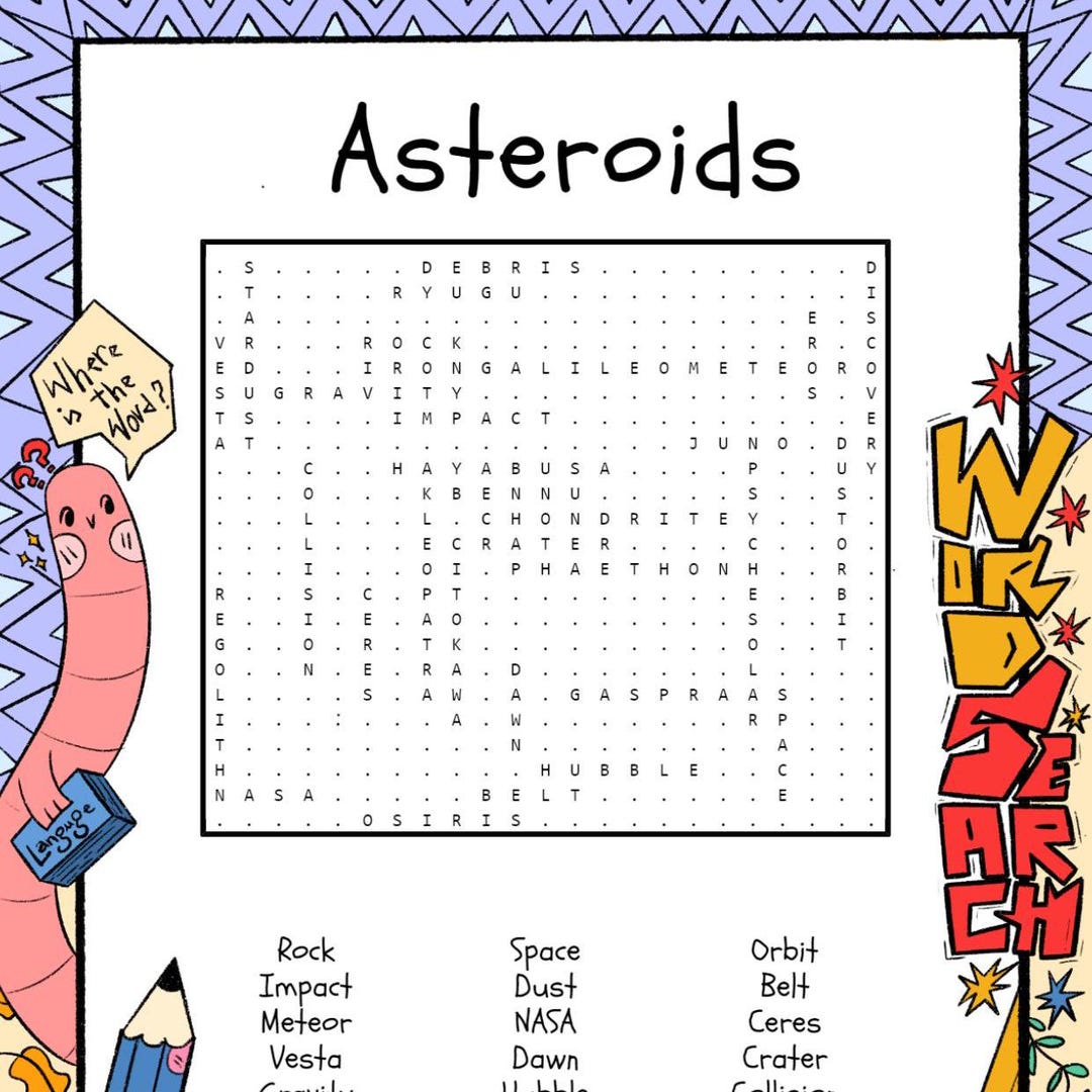 Asteroids Word Search Puzzles, Self Care Puzzles, Printable Word Search ...