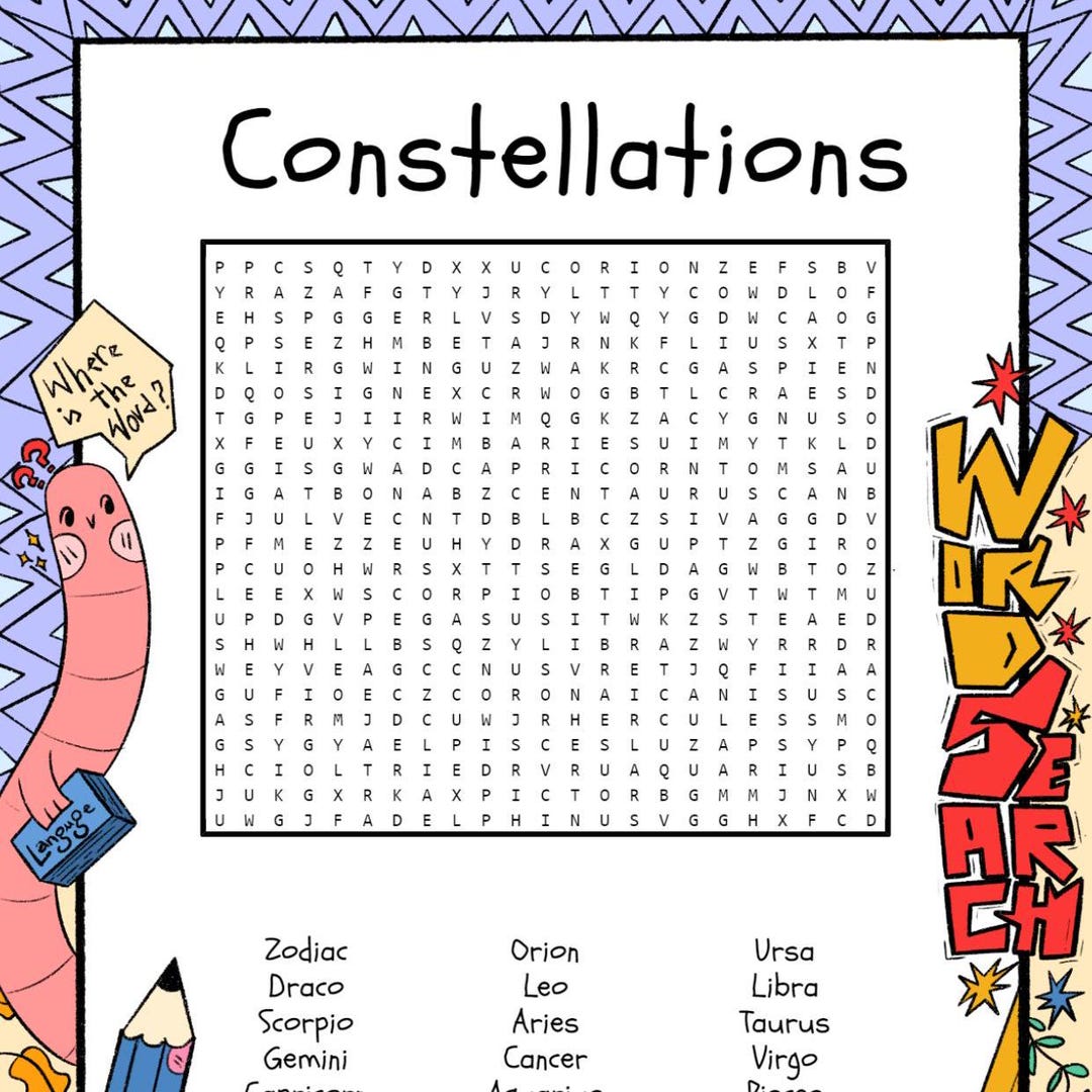 Constellations Word Search Puzzles, Self Care Puzzles, Printable Word ...