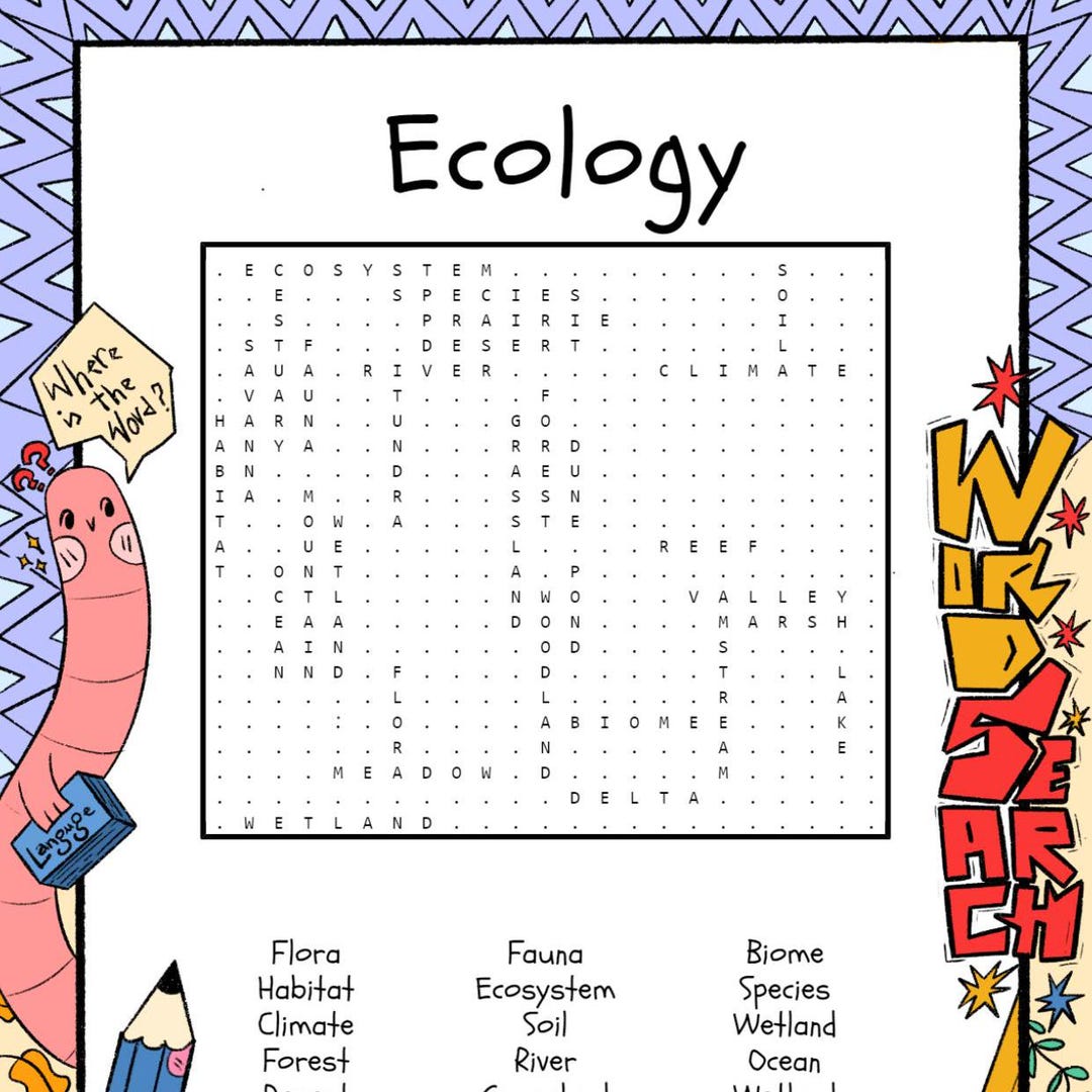 Ecology Word Search Puzzles, Self Care Puzzles, Printable Word Search ...