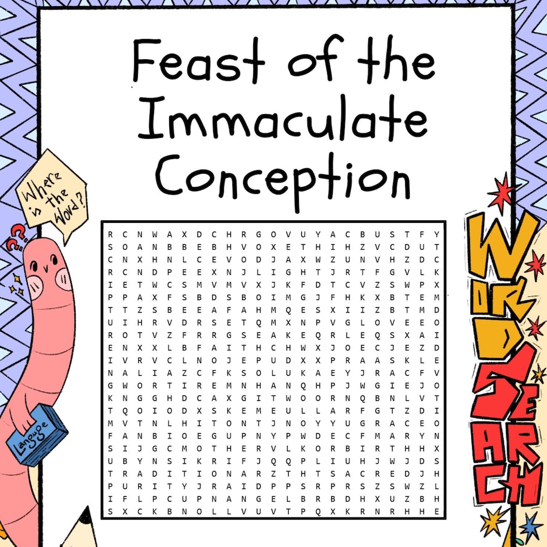 Feast of the Immaculate Conception Word Search Puzzles, Self Care ...