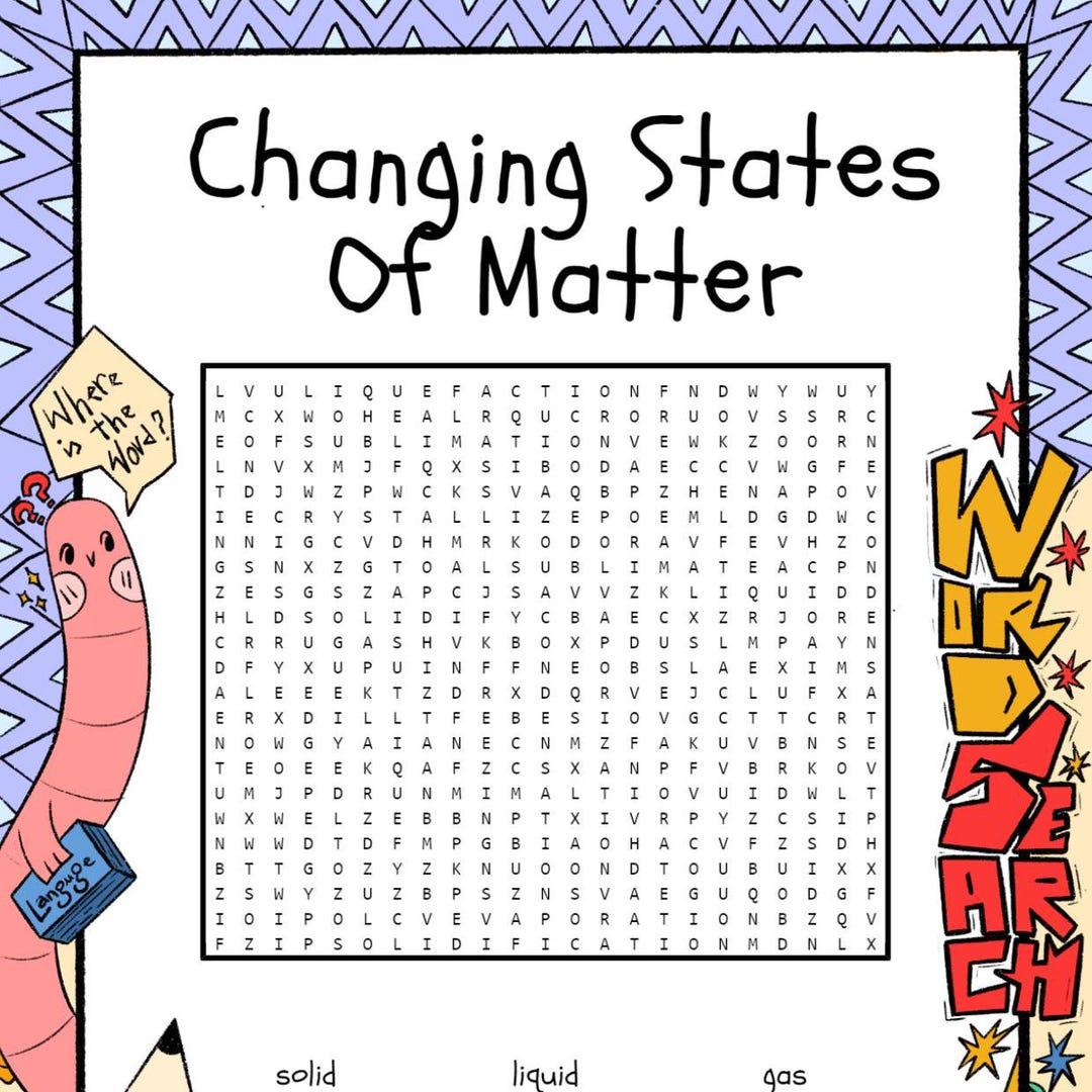 Changing States of Matter Word Search Puzzles, Self Care Puzzles ...