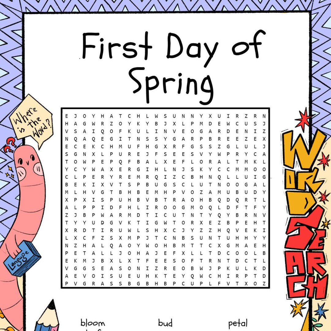 First Day of Spring Word Search Puzzles, Self Care Puzzles, Printable ...