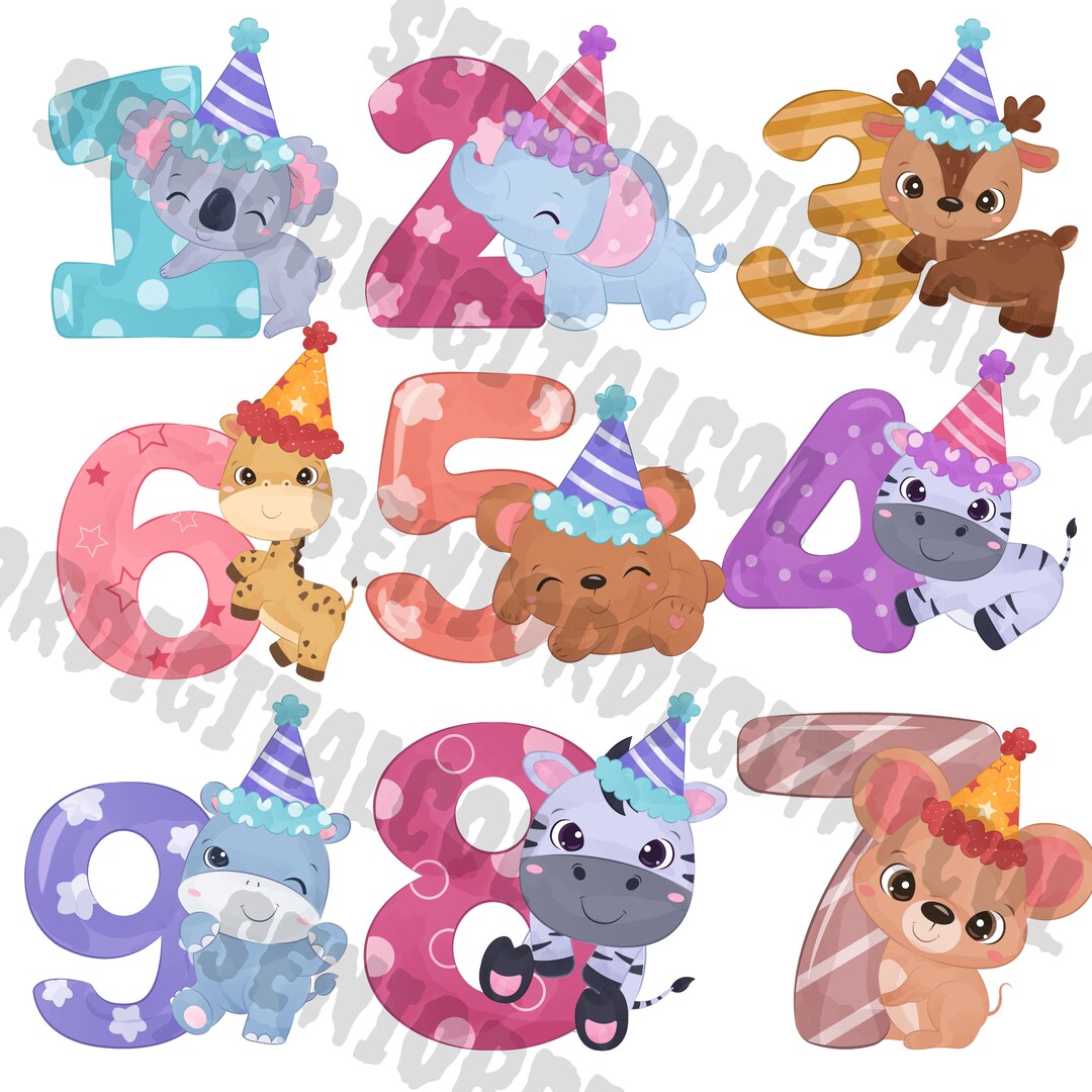 Birthday Numbers for Kids, Birthday Numbers Png,animal Number, Numbers ...