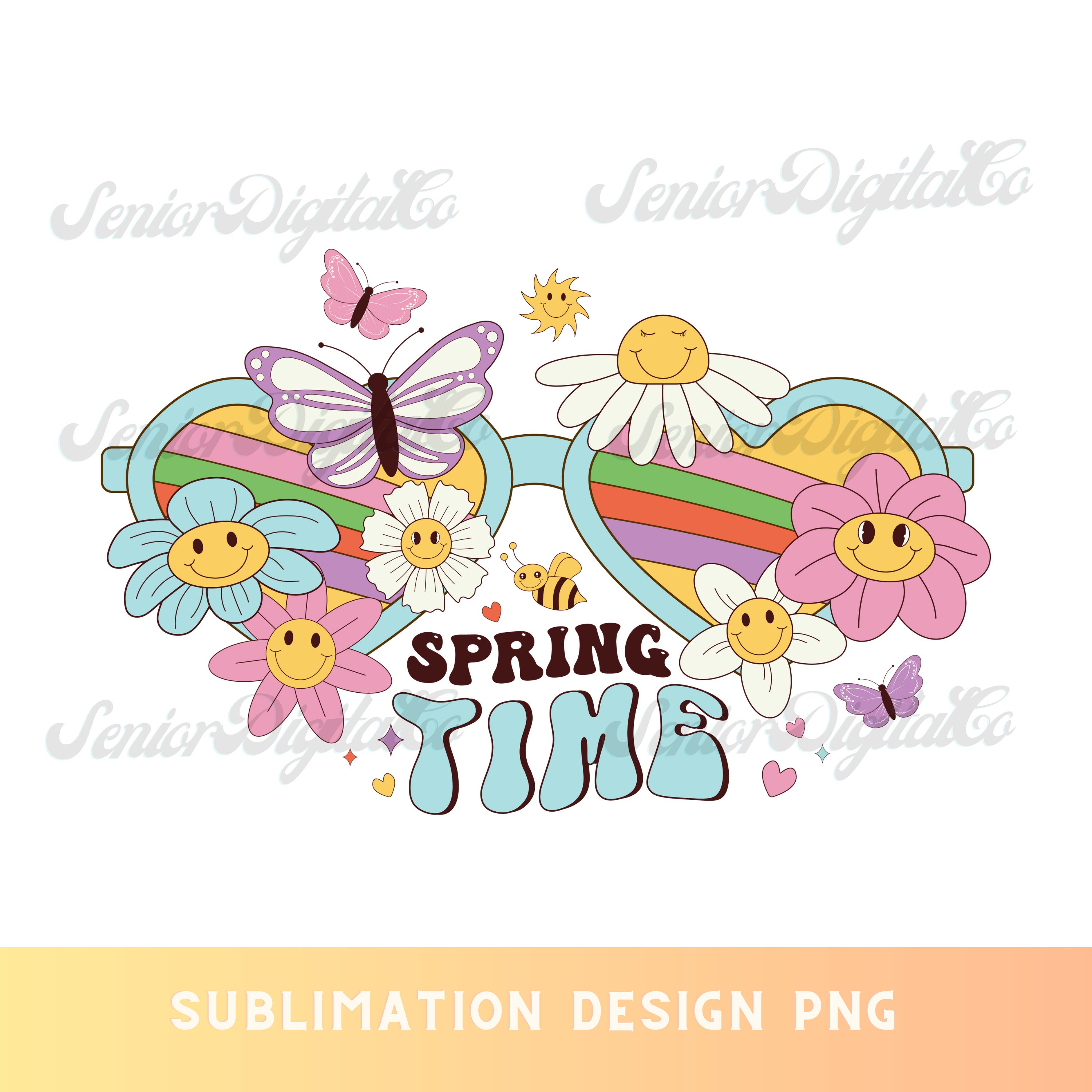 Its Spring Time PNG Retro, Spring Sublimation PNG Graphic ,spring Png ...