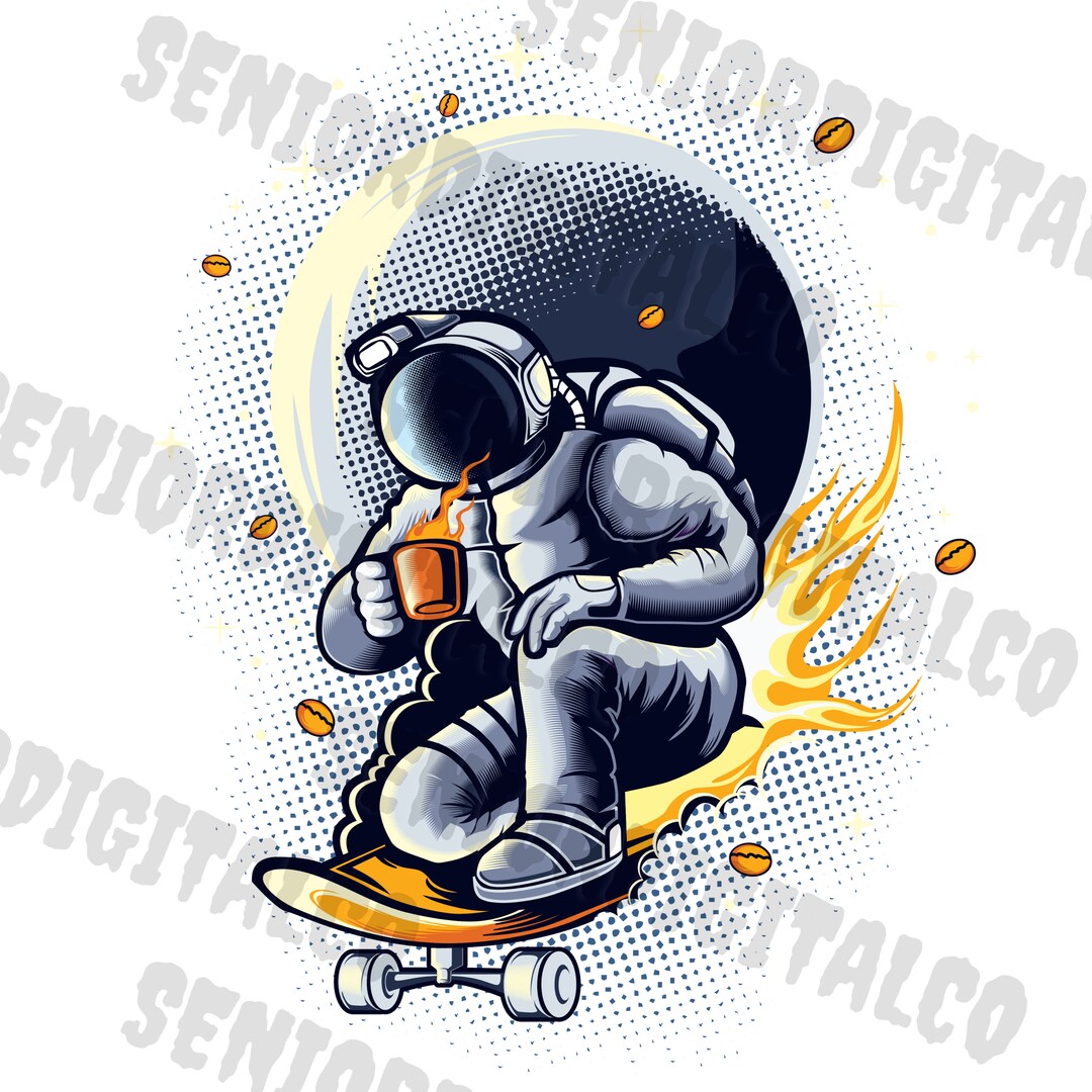 Astro Coffee Addict,spaceman Png ,space Clipart, Sublimation PNG ...