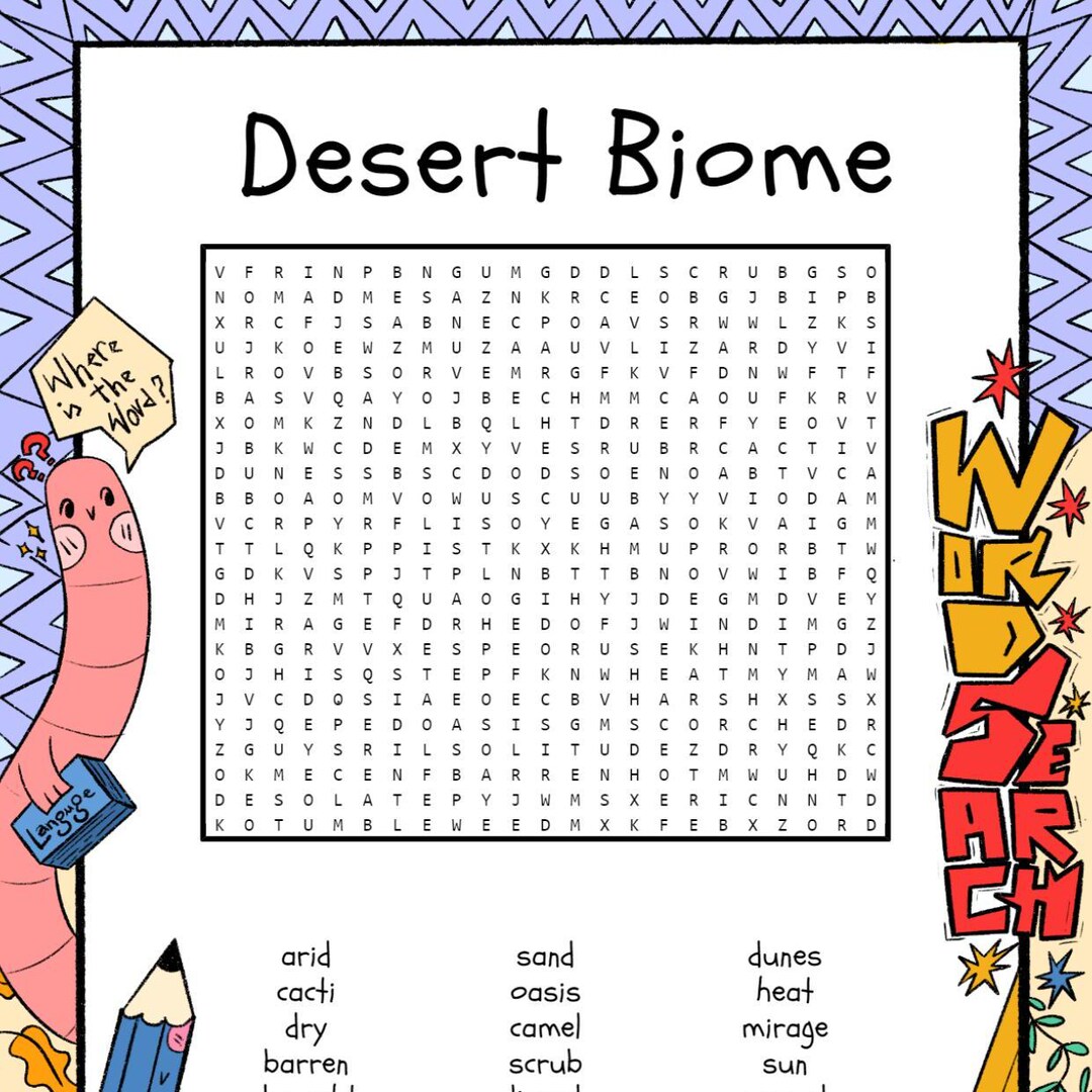Desert Biome Word Search Puzzles, Self Care Puzzles, Printable Word ...