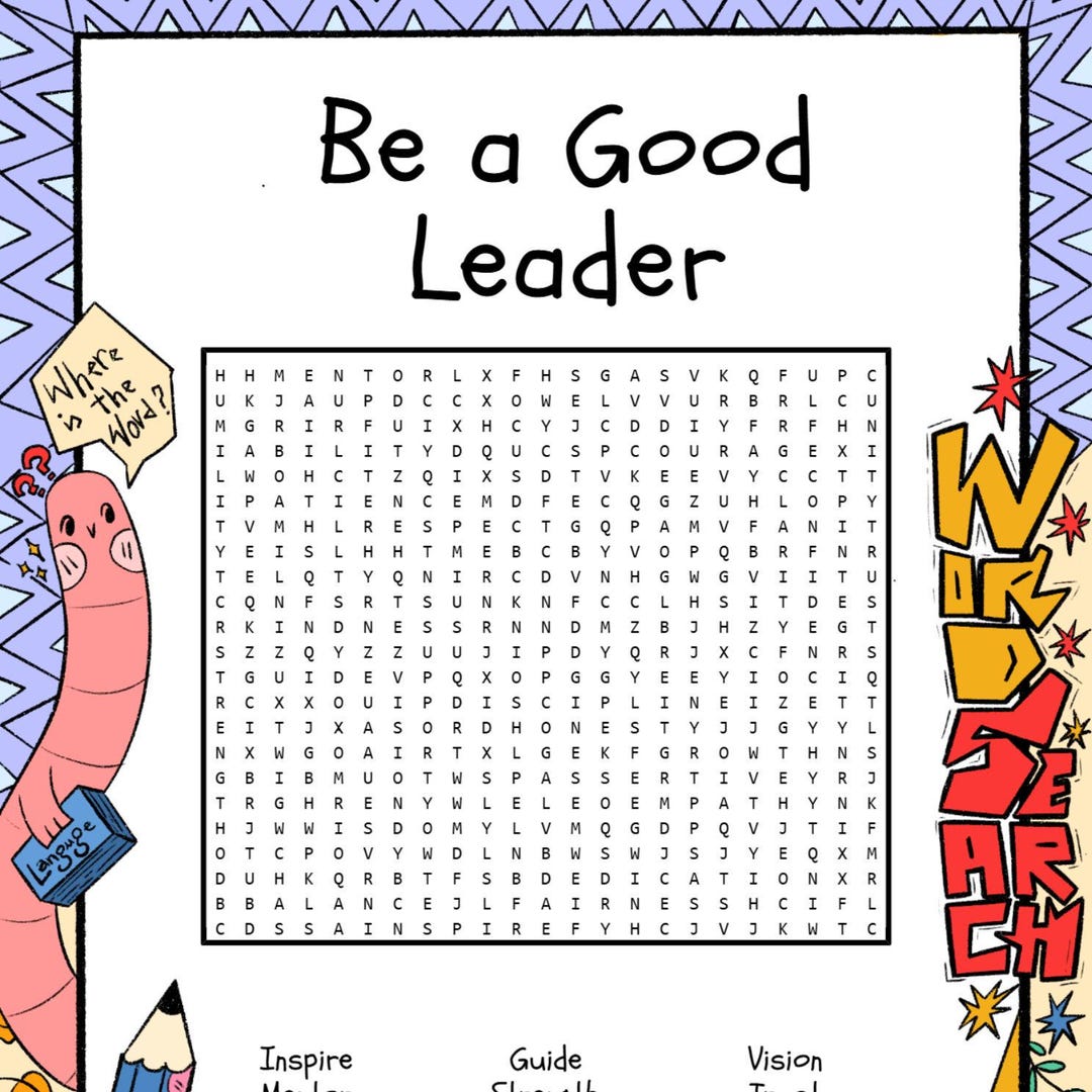 Be a Good Leader Word Search Puzzles, Self Care Puzzles, Printable Word ...