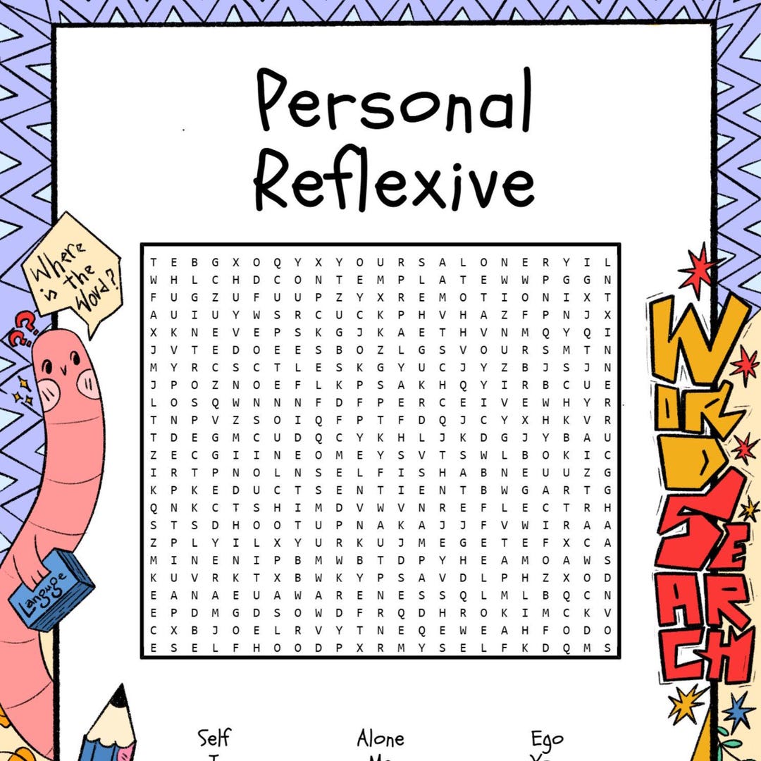 Personal Reflexive Word Search Puzzles, Self Care Puzzles, Printable ...