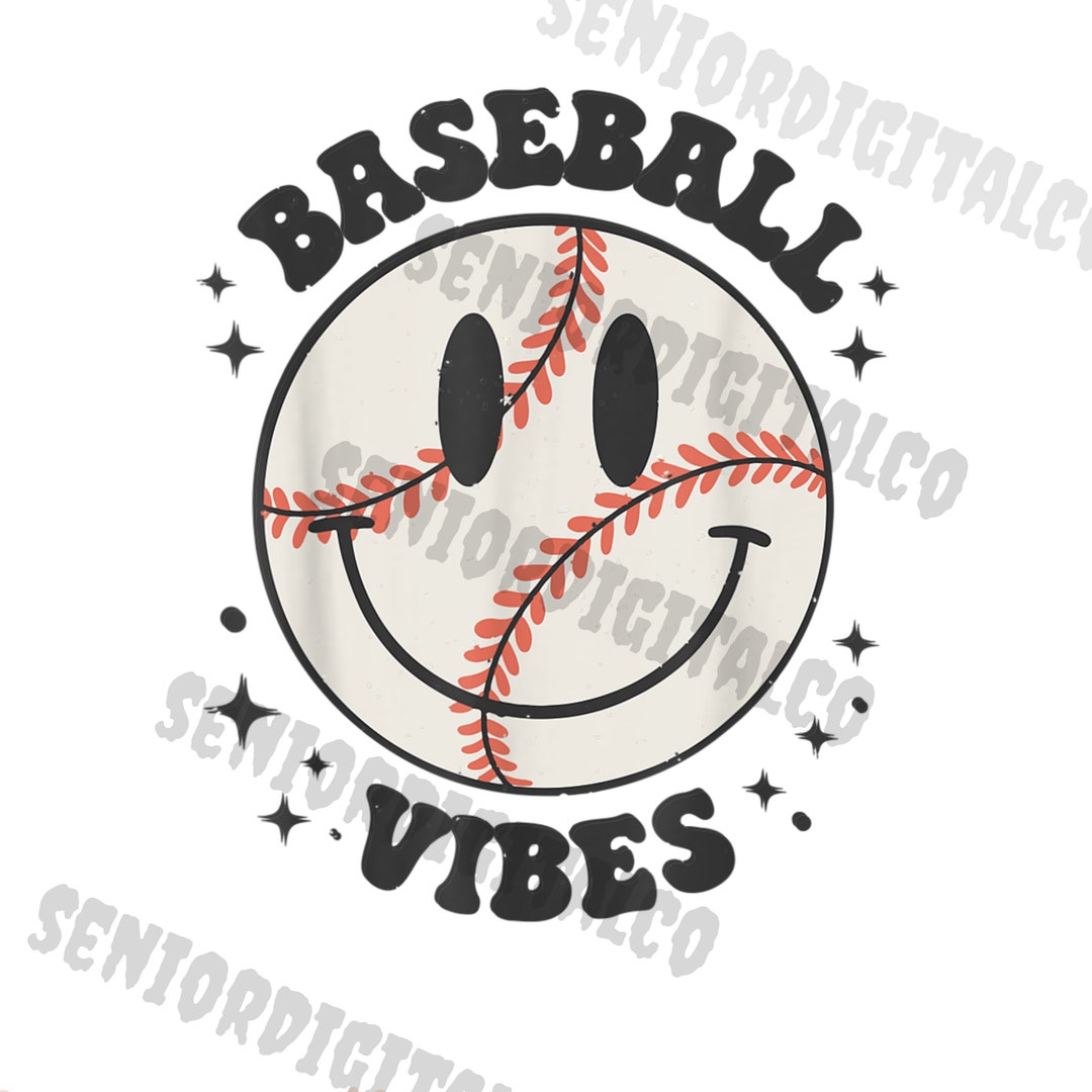 Baseball Vibes Png, Retro Smiley Face Png, Retro Baseball Png ...
