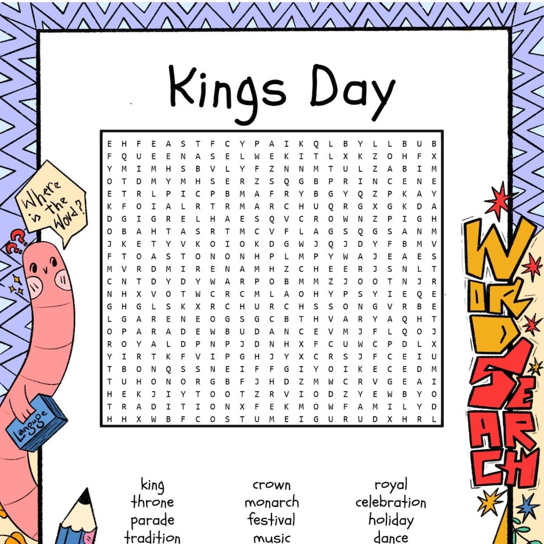 Kings Day Word Search Puzzles, Self Care Puzzles, Printable Word Search ...
