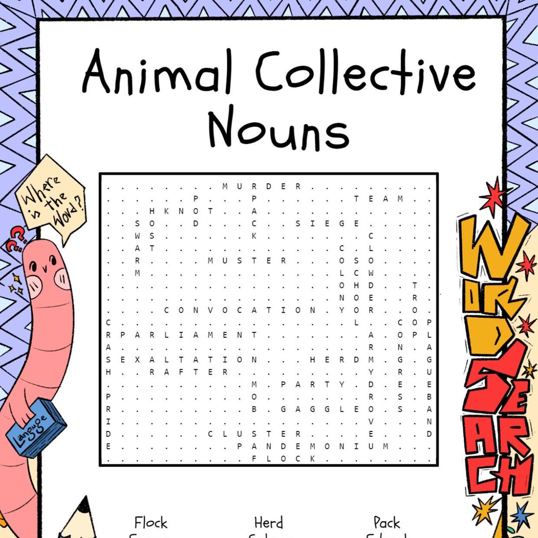 Animal Collective Nouns Word Search Puzzles, Self Care Puzzles ...