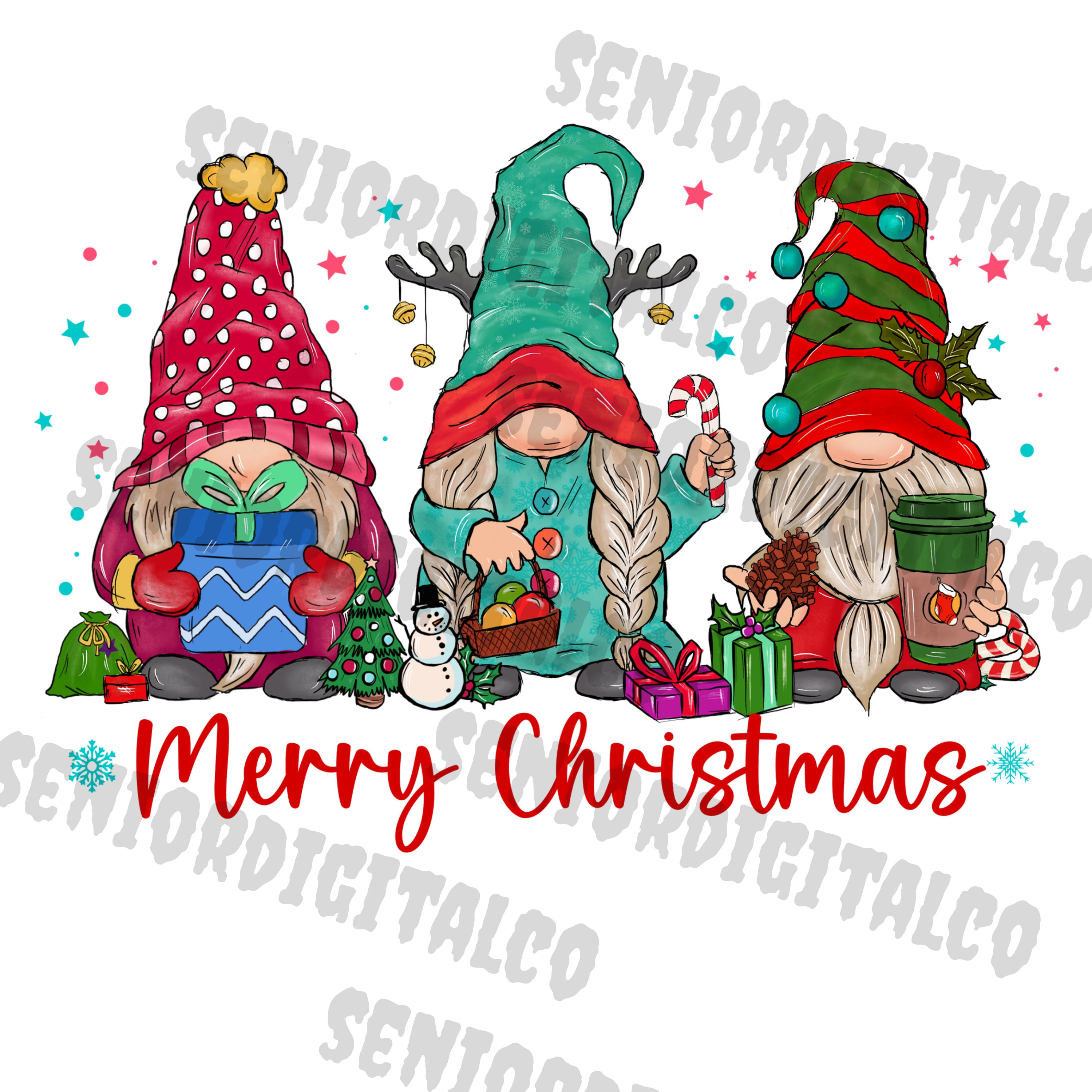 Christmas Gnomes With Gift Pngmerry Christmas Gnomes - Etsy