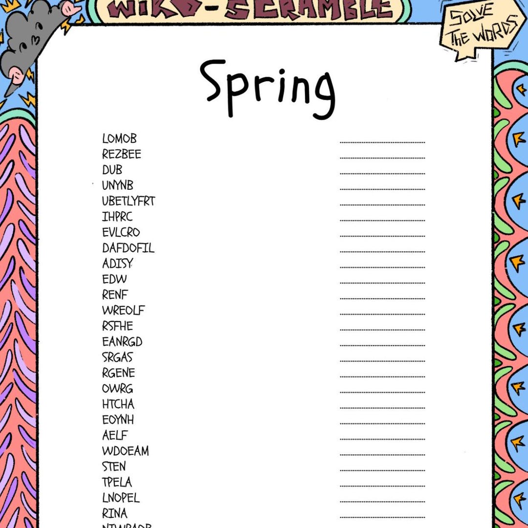 Spring Break Word Scramble Puzzles, Self Care Puzzles, Printable Word ...