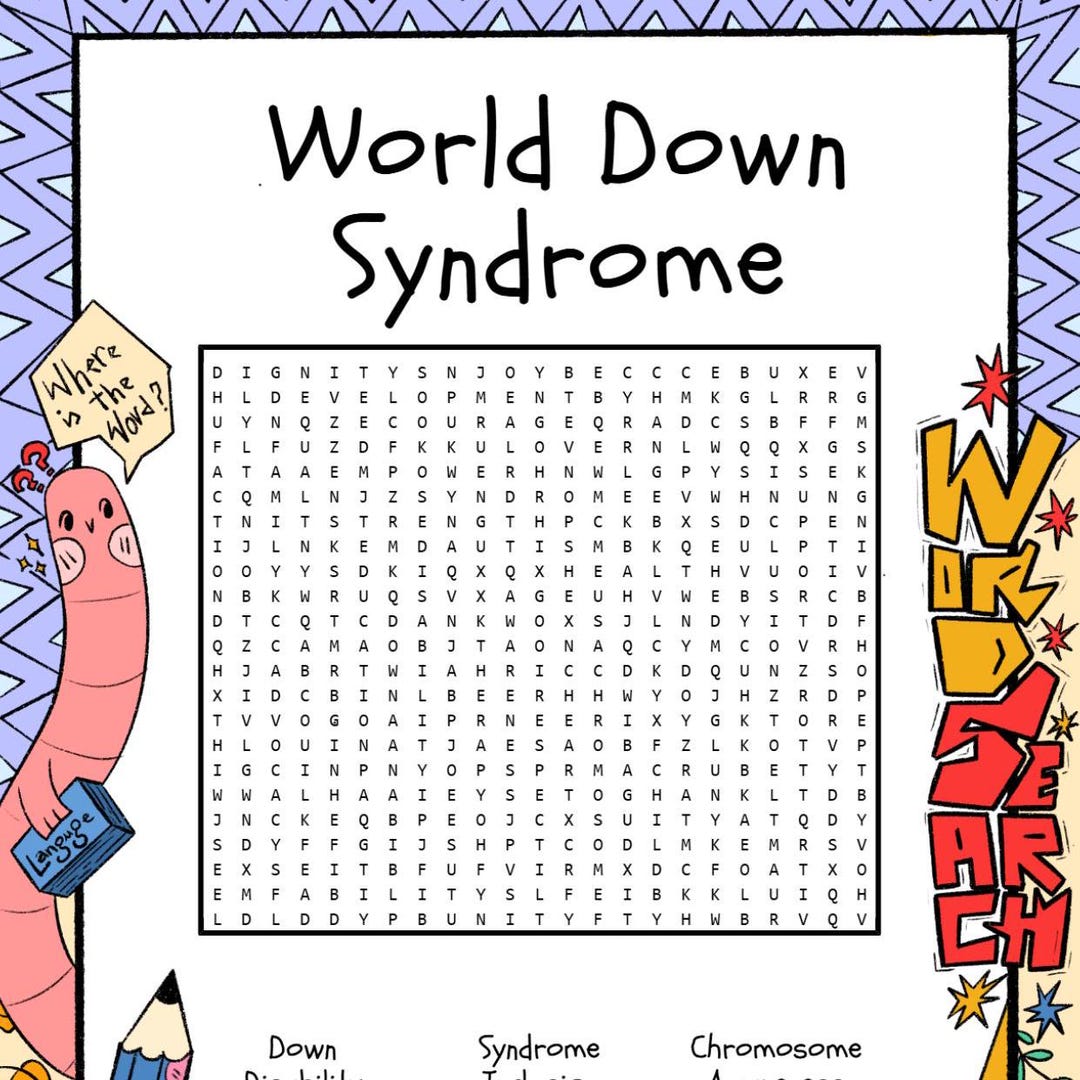 World Down Syndrome Word Search Puzzles, Self Care Puzzles, Printable ...