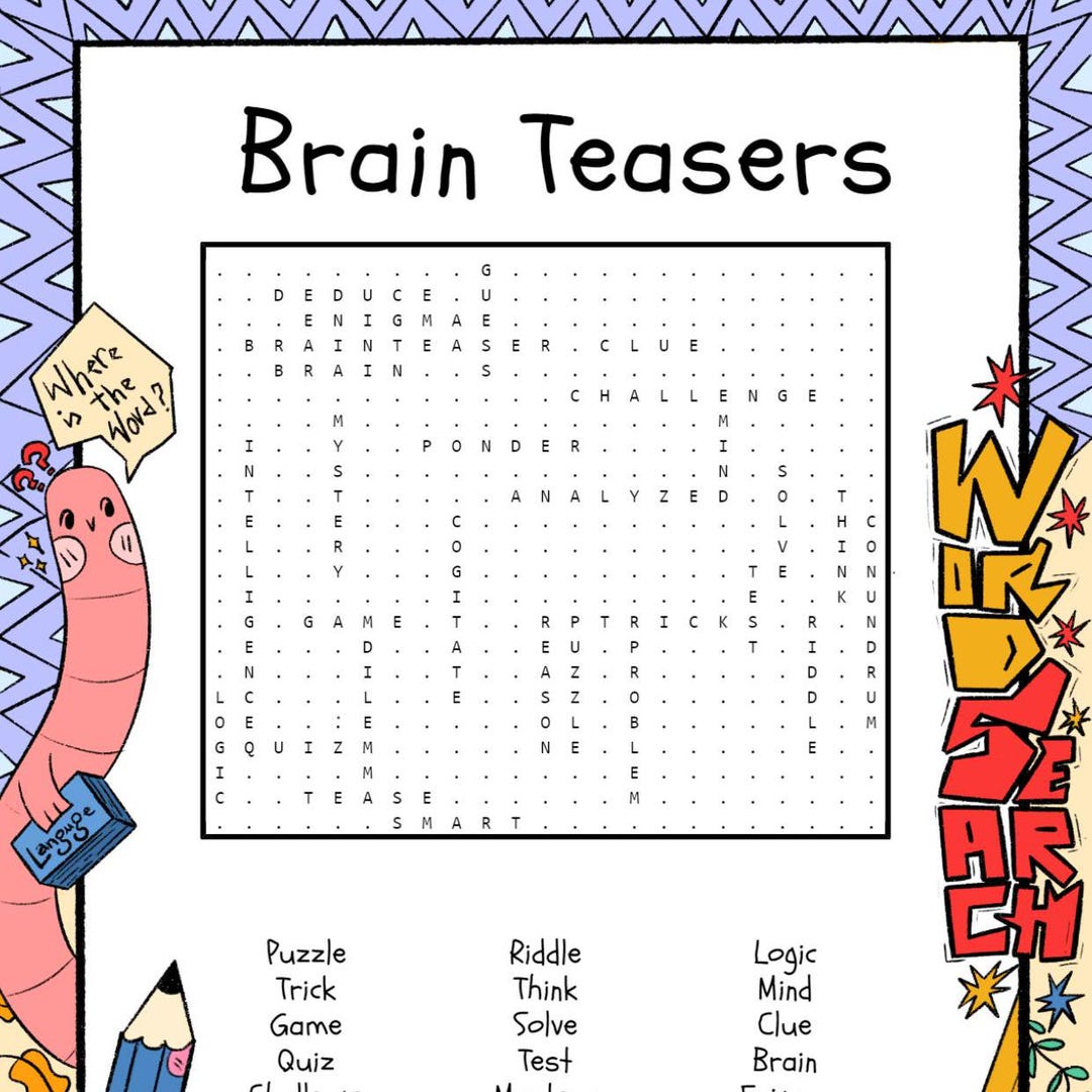 Brain Teasers Word Search Puzzles, Self Care Puzzles, Printable Word ...