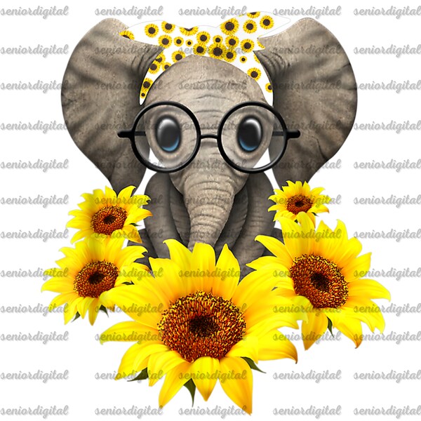 Sunflower Elephant - Etsy