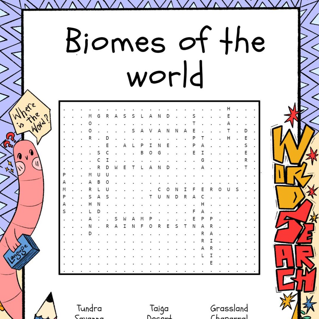 Biomes of the World Word Search Puzzles, Self Care Puzzles, Printable ...