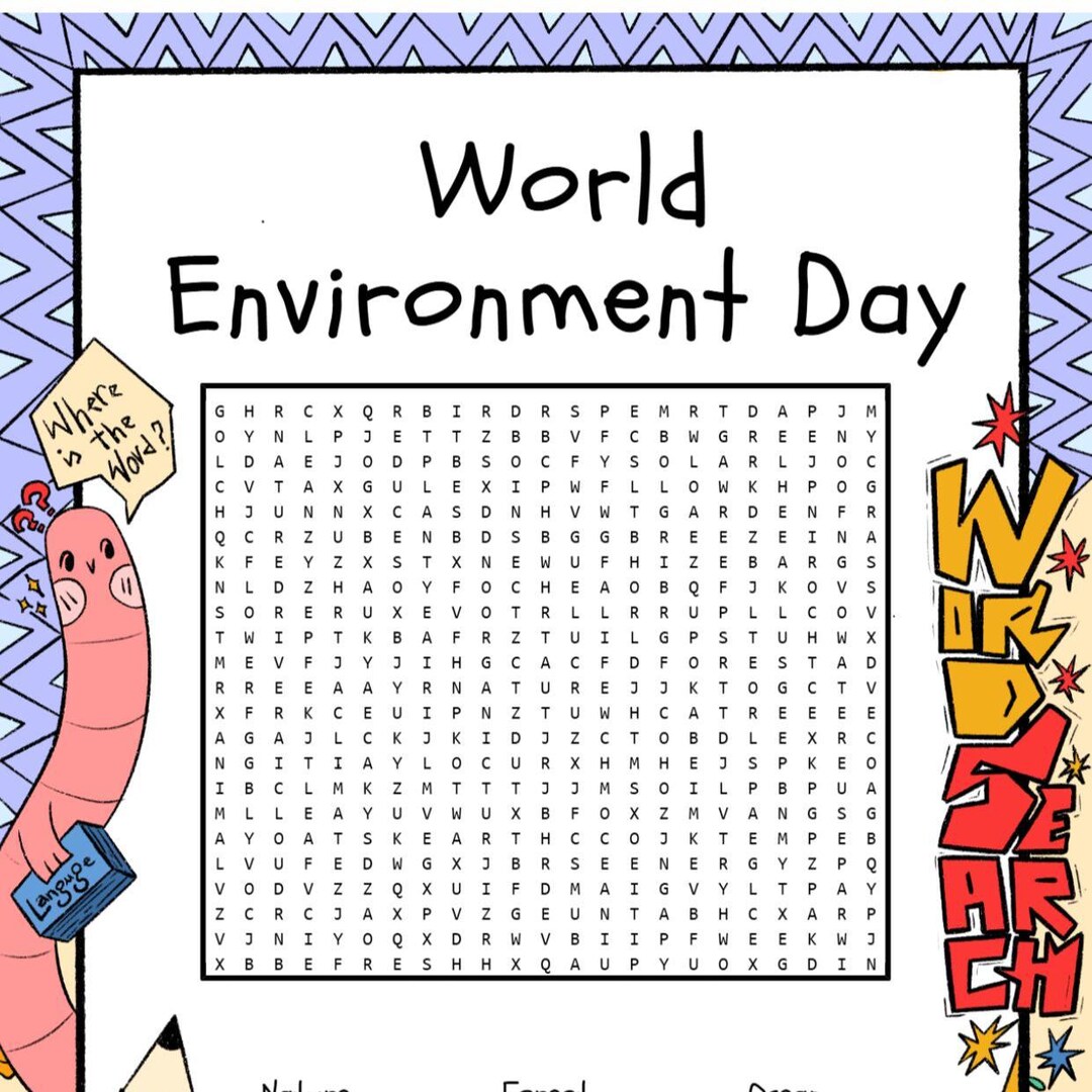 World Environment Day Word Search Puzzles, Self Care Puzzles, Printable ...