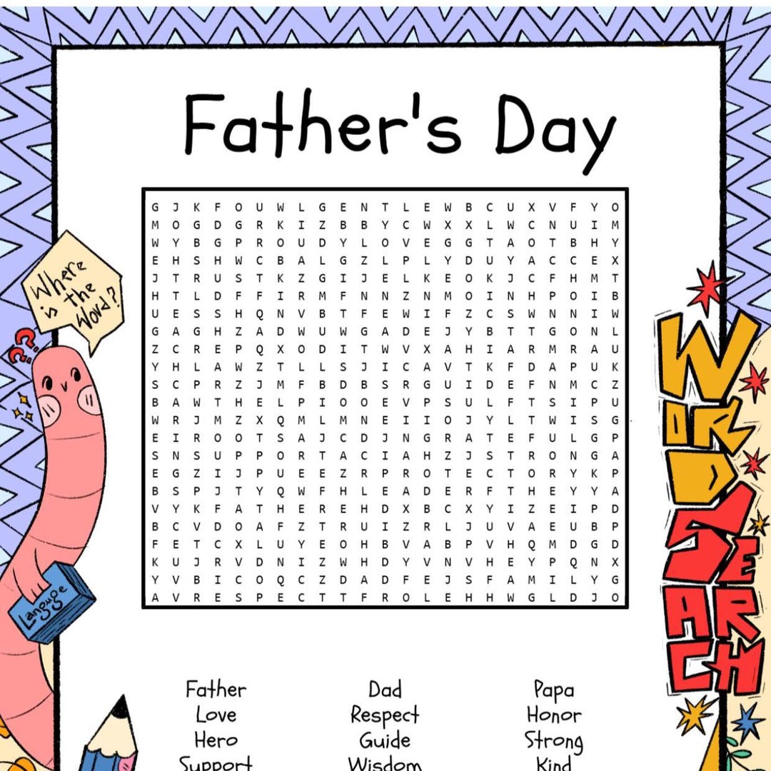 Father's Day Word Search Puzzles, Self Care Puzzles, Printable Word ...
