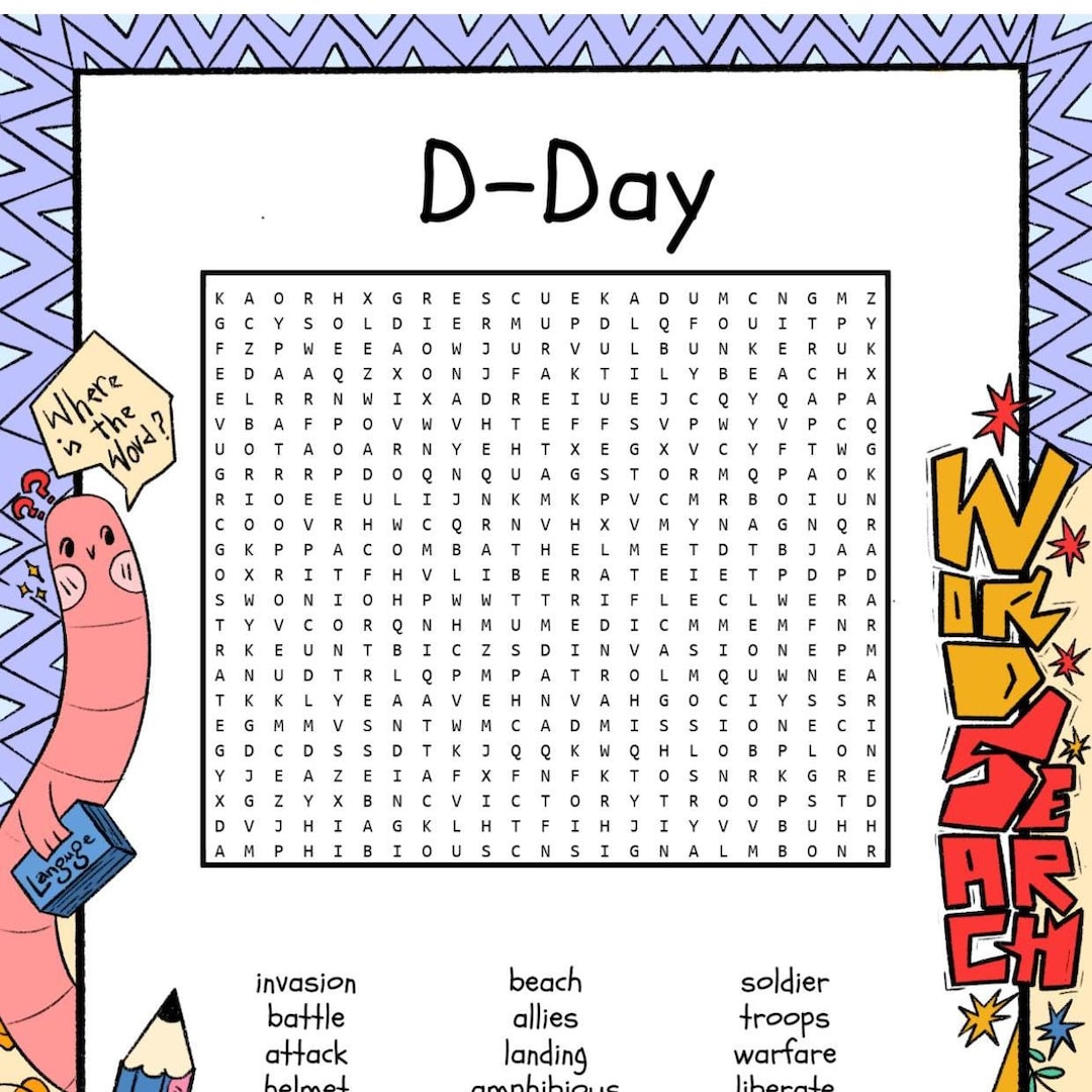 D-day Word Search Puzzles, Self Care Puzzles, Printable Word Search ...