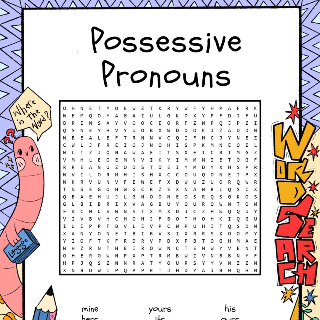 Possessive Pronouns Word Search Puzzles, Self Care Puzzles, Printable ...