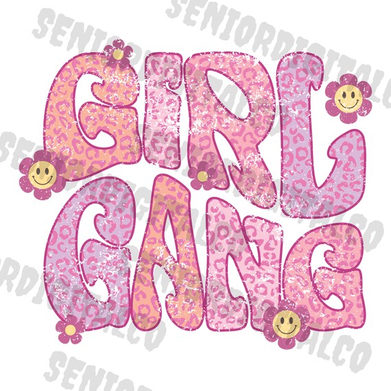 Girl Gang Png Girl Gang Retro Wavy Png Retro Wavy Quote Png | Etsy