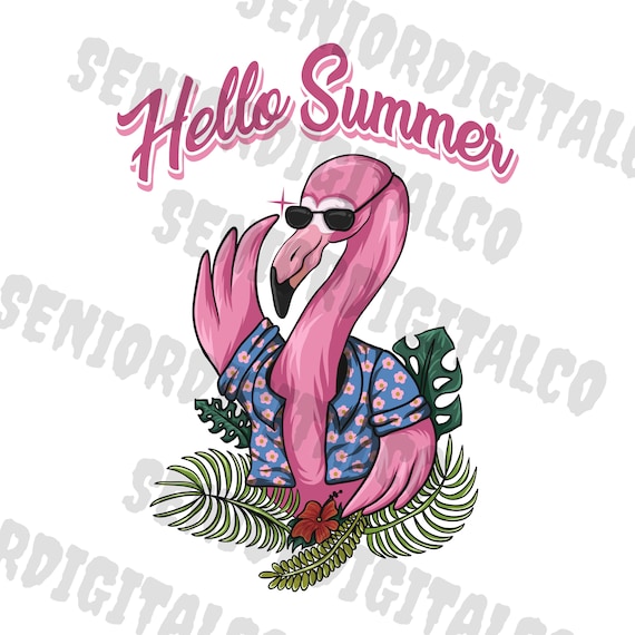 Hello Summer Pngsvgpink Flamingo Png flamingo Files - Etsy