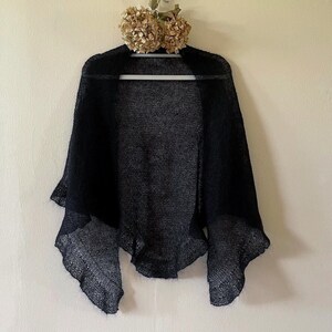 Hand Knitted Mohair Shawl, Triangle Shoulder Wraps With Ruffle, Elegant Lightweight Wool Shawl ...